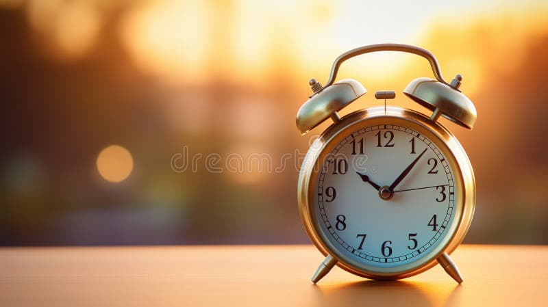 An Alarm Clock on a Table in Front of the Sun, AI Stock Illustration - Illustration of education ...
