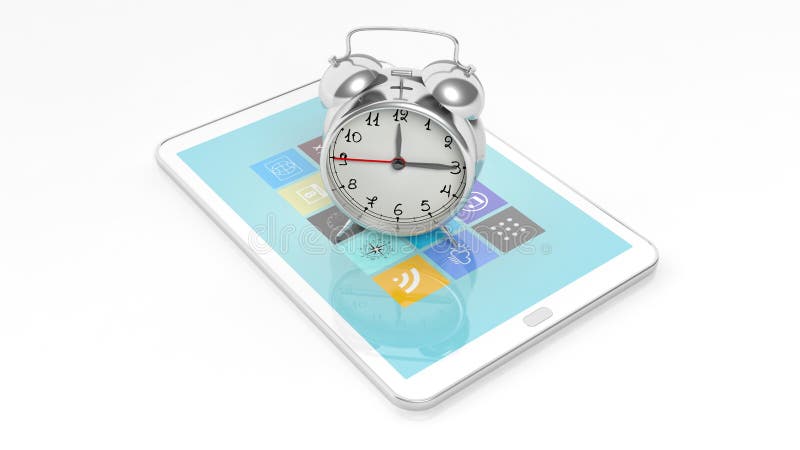 Alarm Clock on Tablet Screen Stock Illustration - Illustration of dial ...