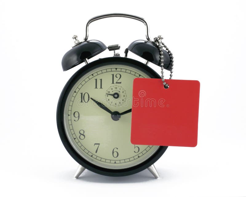 Alarm clock with a tag stock photo. Image of hour, price - 2633378