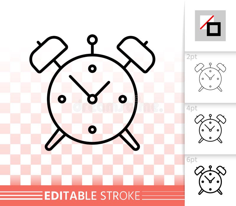 Alarm Clock Simple Black Line Vector Icon Stock Vector - Illustration ...