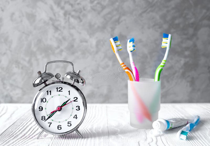 Alarm Clock Time To Brush Teeth Stock Image - Image of awake, countdown ...