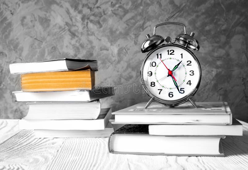 Alarm Clock Time To Study with Books Stock Photo - Image of homework ...