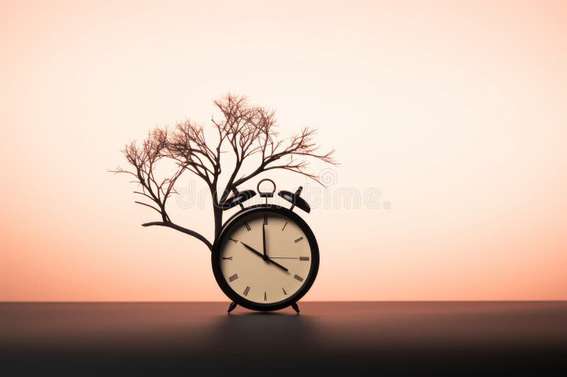 An Alarm Clock with a Tree on Top of it Stock Illustration ...