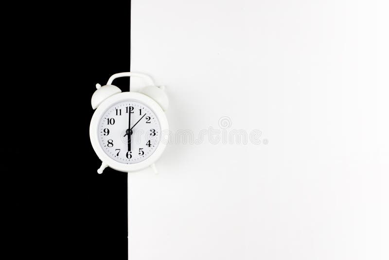 Alarm Clock on Two Tone Black and White Paper. Timer, Sleep Stock Image ...