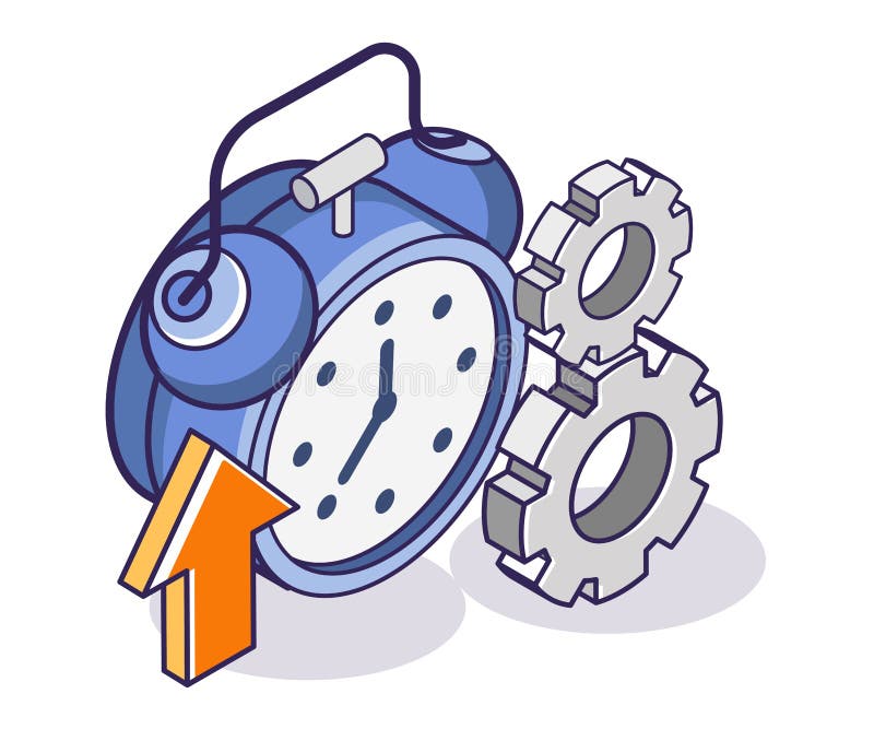 Alarm clock with up arrow stock illustration. Illustration of alert ...
