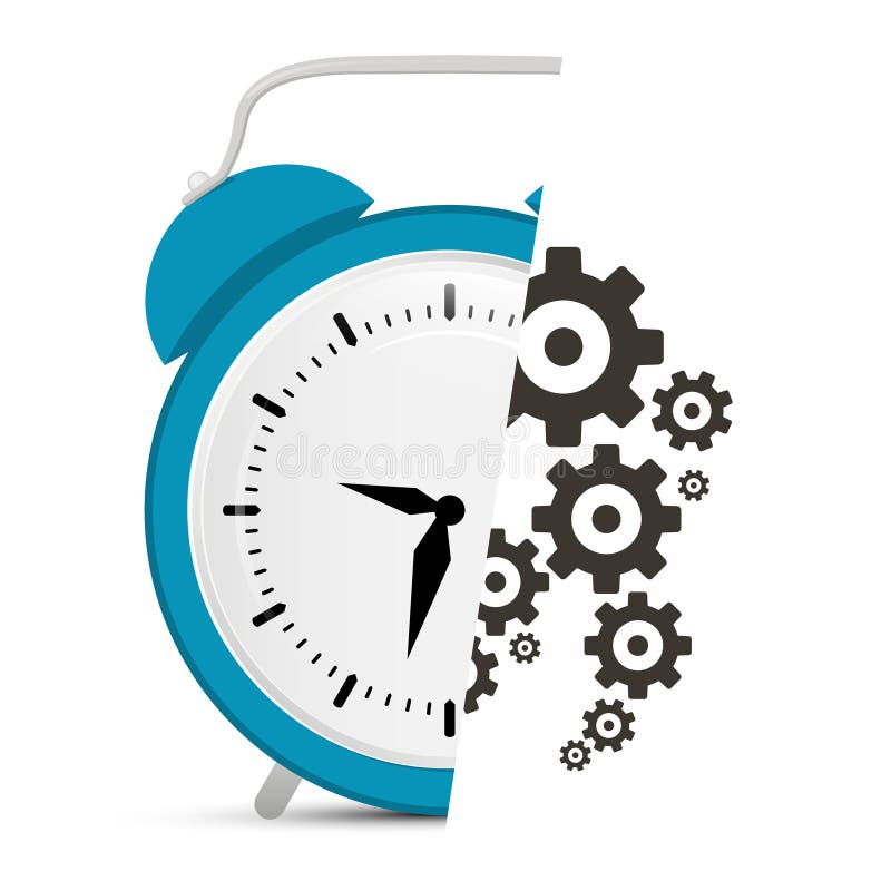 Alarm Clock Vector with Cogs - Gears Illustration Stock Vector ...