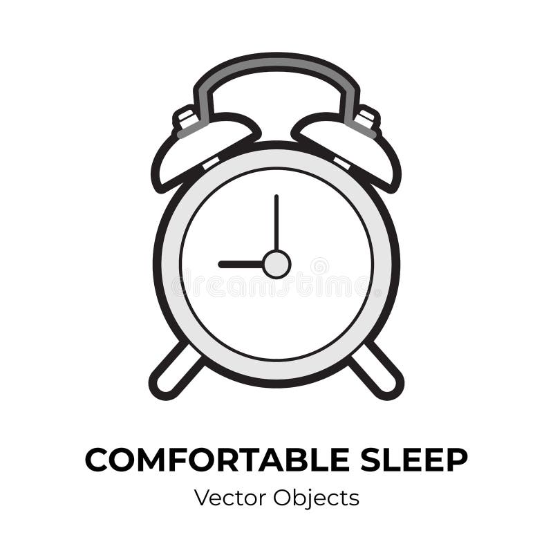 Alarm Clock Vector Isolated. Comfortable Sleep Illustration Item Black ...