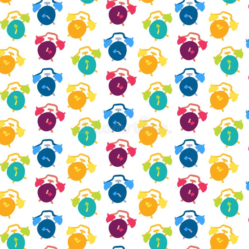 Alarm Clock Vector Seamless Pattern Stock Illustration - Illustration ...