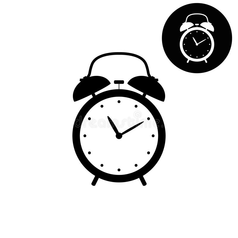 Alarm Clock - White and Black Vector Icon Stock Vector - Illustration ...
