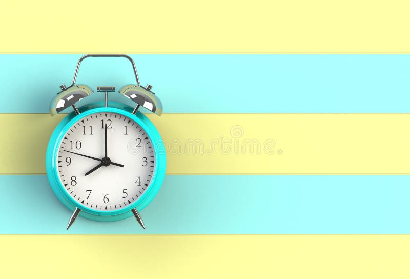 Alarm Clock on Yellow and Blue Wooden Board Stock Illustration ...