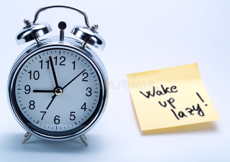 An Alarm Clock and a Yellow Note Stock Photo - Image of watch, sticker ...
