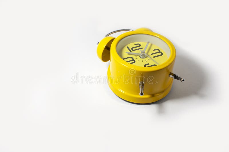 Alarm Clock Yellow Vintage on White Background Stock Image - Image of ...
