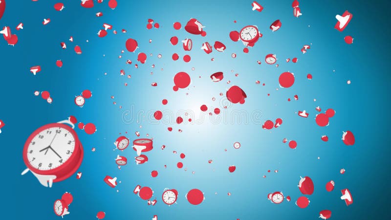 Alarm Clocks Falling Down with Depth of Field Effect Loop Background ...