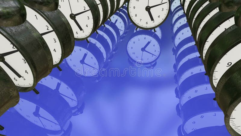 Alarm Clocks in Rows in Metal Color on Blue Stock Video - Video of ...