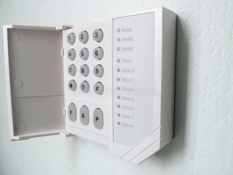 Alarm Control Panel on the Light Wall of the Room, Isolated Stock Photo ...
