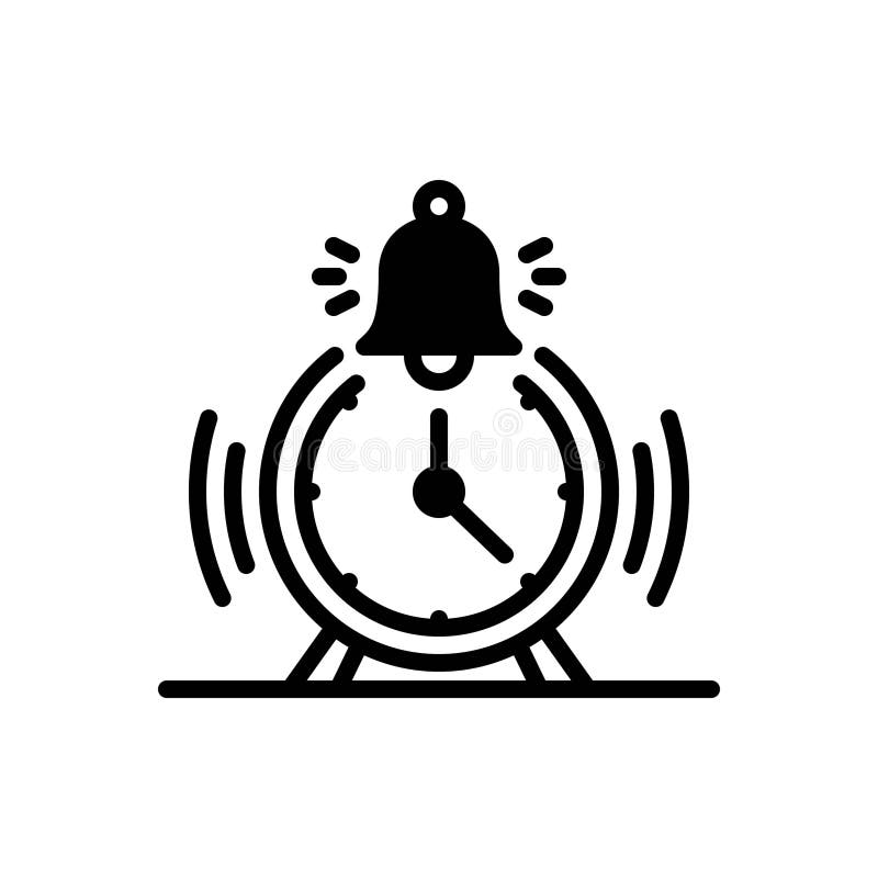 Black Solid Icon for Alarm, Awakening and Watch Stock Illustration ...