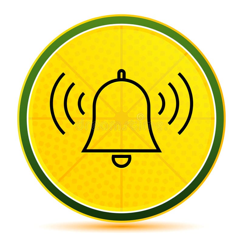 Alarm Ringing Bell Icon Lemon Lime Yellow Round Button Illustration ...
