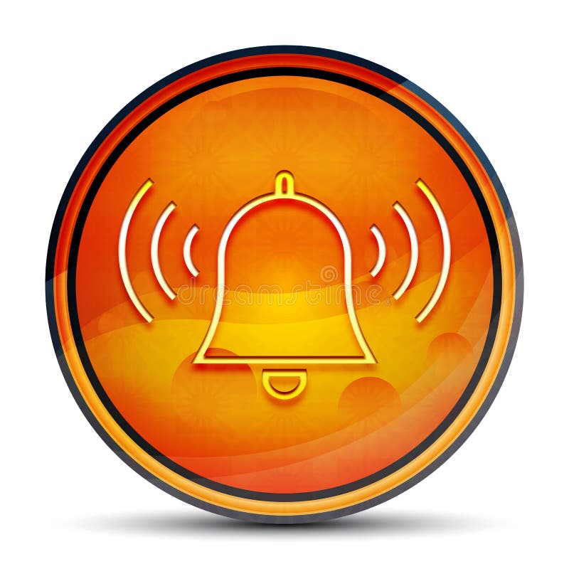 Alarm Ringing Bell Icon Shiny Bright Orange Round Button Illustration ...