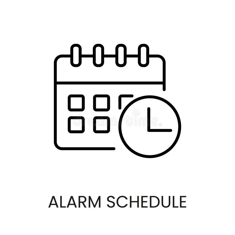 Alarm Schedule Line Vector Icon with Editable Stroke for Placement on ...