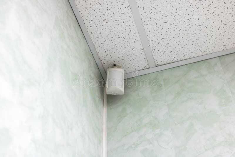 Alarm Sensor in Corner on Ceiling of Room Stock Photo - Image of ...