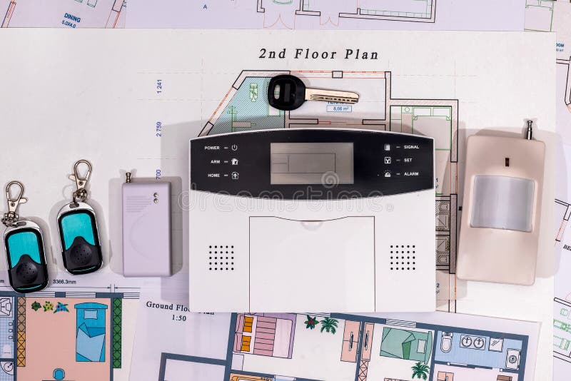 Alarm System, Cctv on House Plan. Stock Image - Image of keypad, access ...