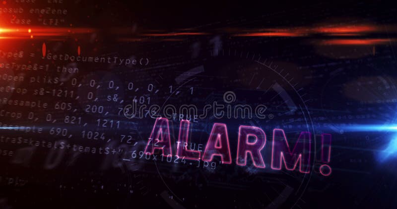 Red Warning Abstract Background with Nuclear Danger Icon. Looped ...