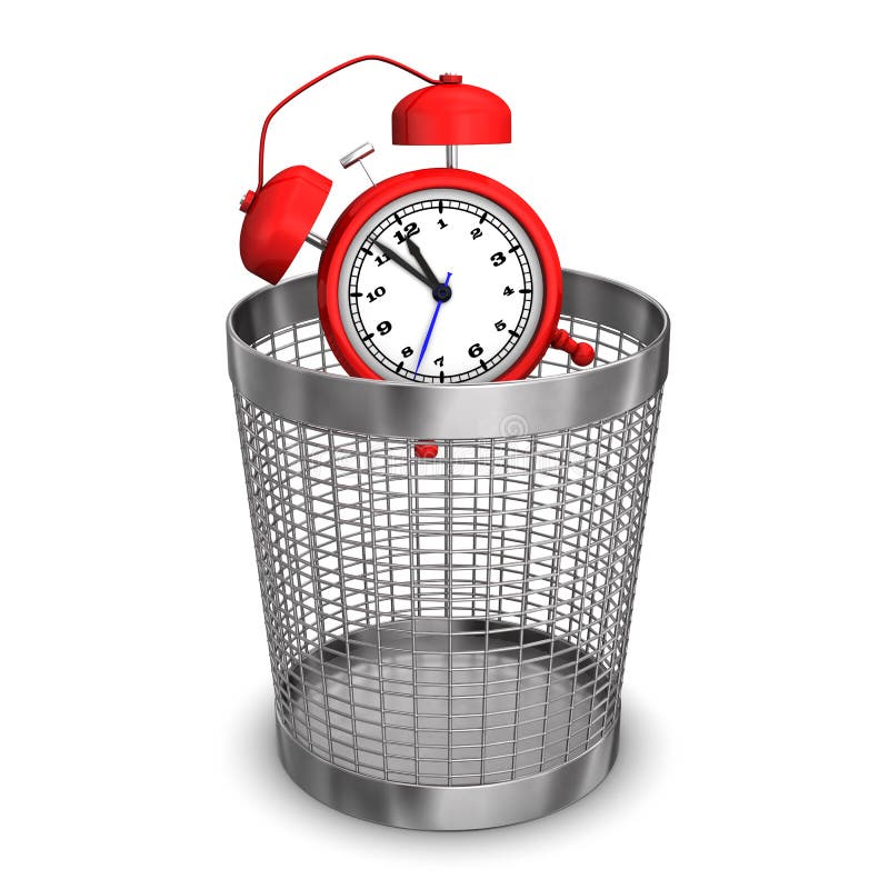 Wasting Time Concept: Clocks in Trash Bin. Stock Illustration ...