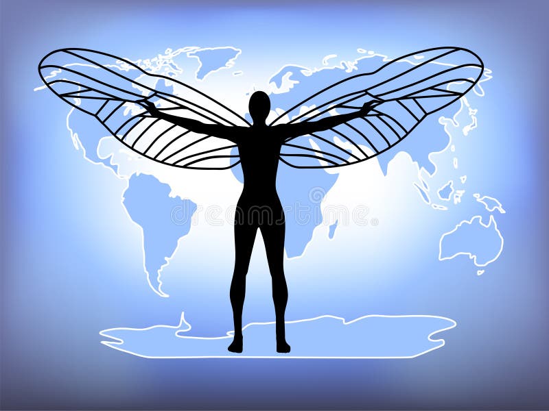 Alas al mundo ilustración del vector. Ilustración de azul - 4870903