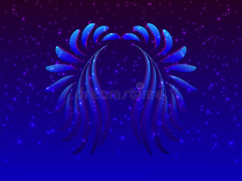 Alas Azules Abstractas Y Estrellas Que Brillan Intensamente Ilustración ...