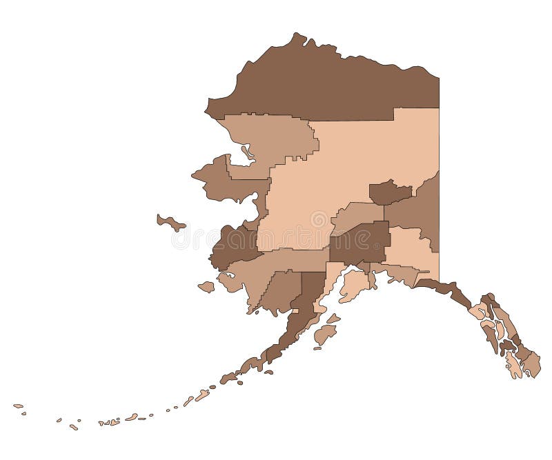 Alaska Adminstrative Map or Colored Map of Alaska Stock Illustration ...