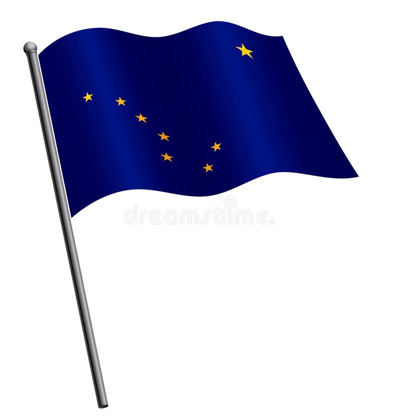 Alaska Ak State Flag Flying on Flagpole Stock Vector - Illustration of ...
