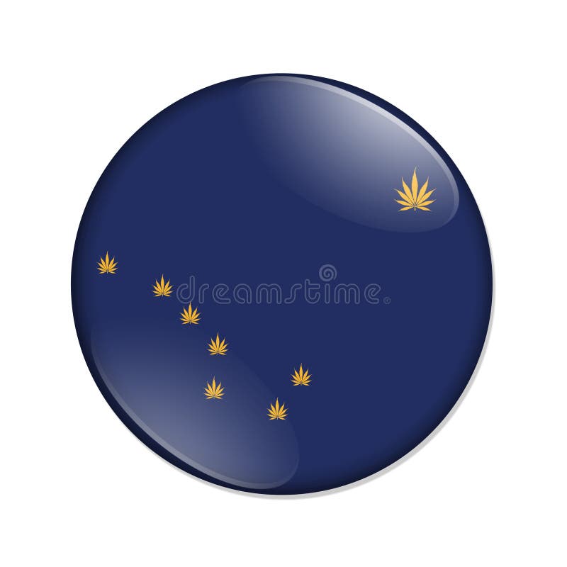 Alaska Cannabis Leaf State Flag Badge Button Stock Illustration ...