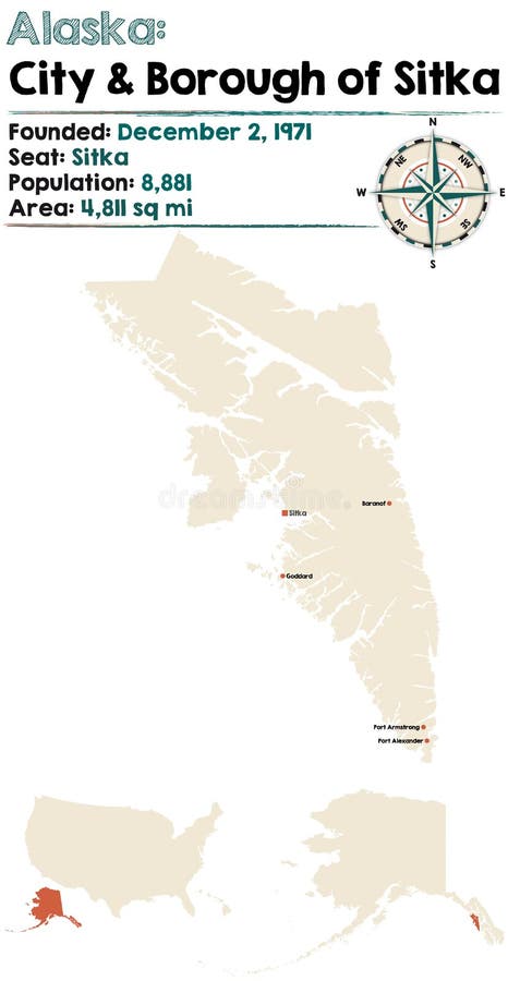 Alaska: City and Borough of Sitka Stock Vector - Illustration of ...