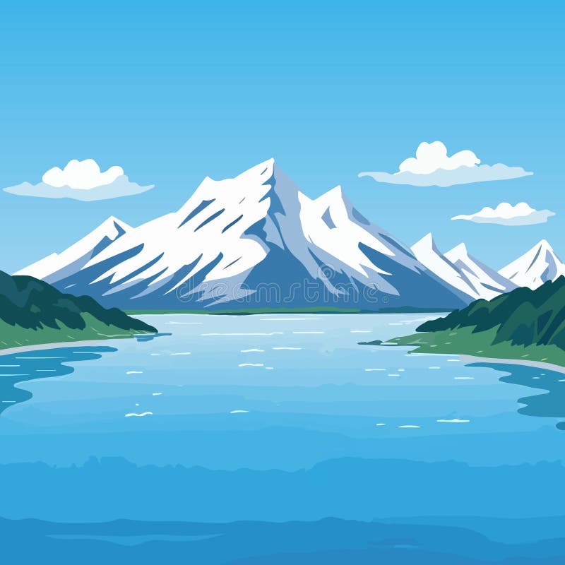 Alaska Day Mountains River Landscape Stock Illustration - Illustration of tree, landscape: 402706084