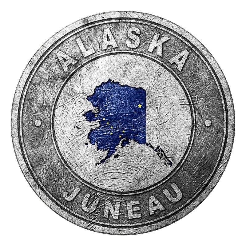 Alaska Flag Button with Map Stock Illustration - Illustration of states ...