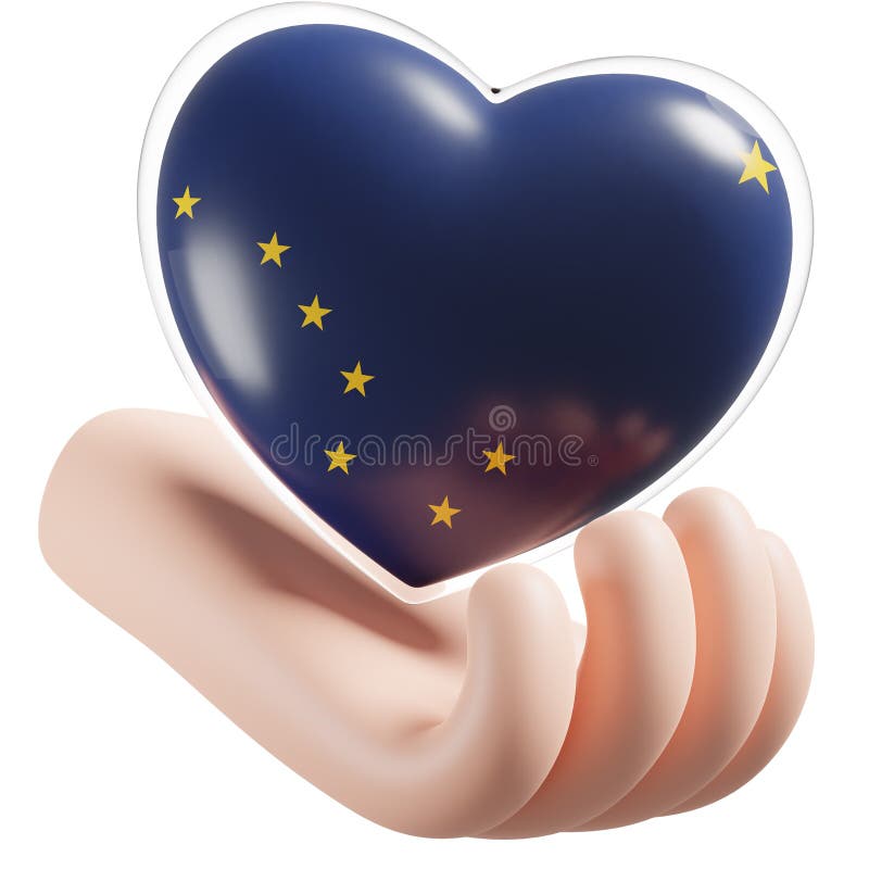Alaska Flag with Heart Hand Care Stock Photo - Illustration of holding ...