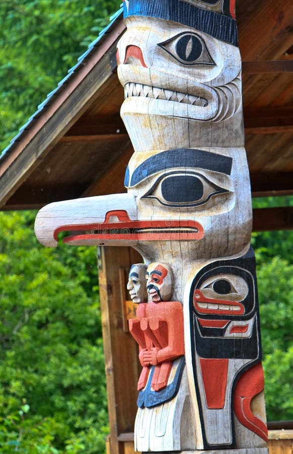 Alaska Huna Tlingit Totem Pole Art Stock Image - Image of detail ...