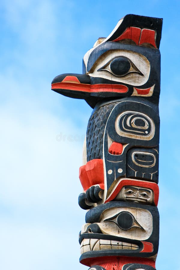 Alaska Huna Tlingit Totem Pole Art Stock Image - Image of detail ...