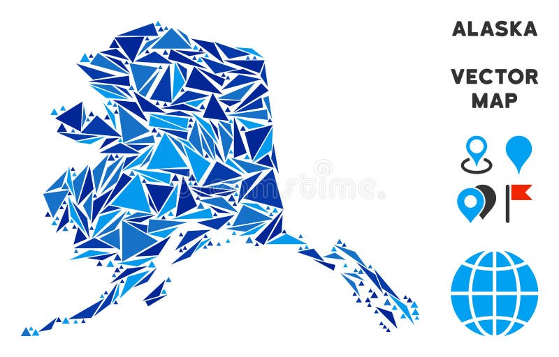 Blue Triangle Alaska Map stock vector. Illustration of alaska - 120976005