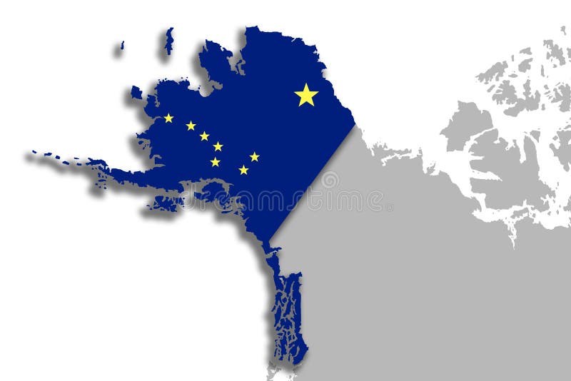 Alaska map and flag stock illustration. Illustration of background ...