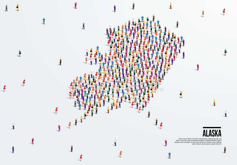 Alaska Map. Large Group of People Form To Create a Shape of Alaska Map ...