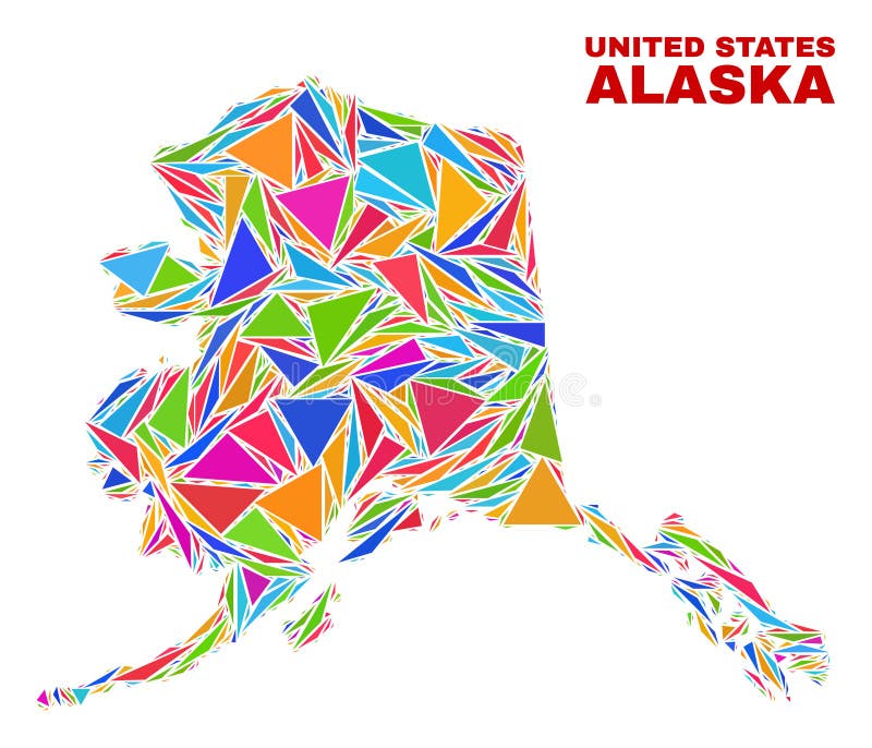 Alaska Map - Mosaic of Color Triangles Stock Vector - Illustration of ...