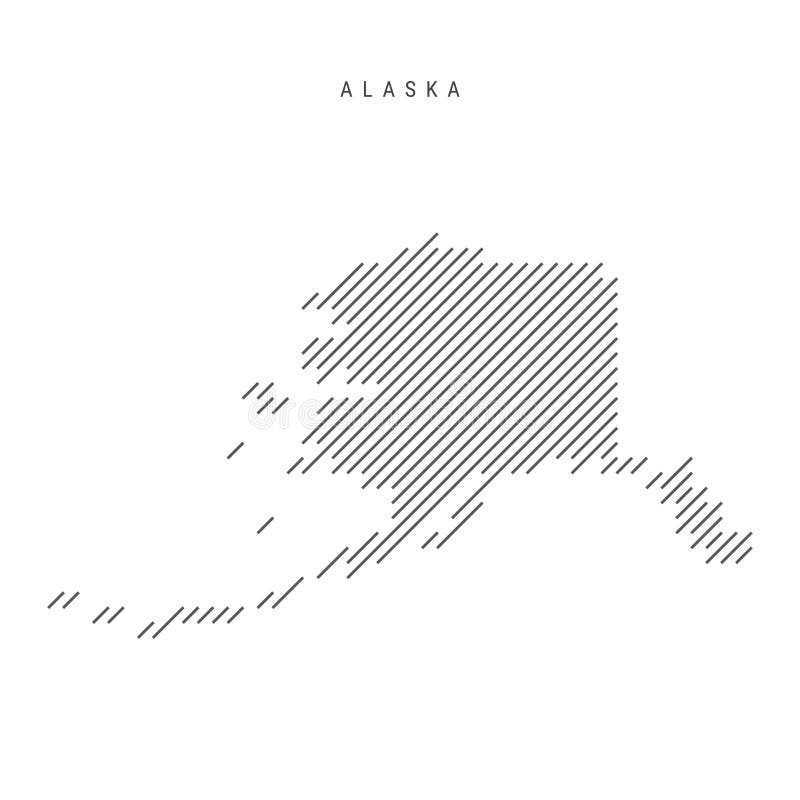 Alaska Map from Pattern of Black Slanted Parallel Lines. Flat Vector ...