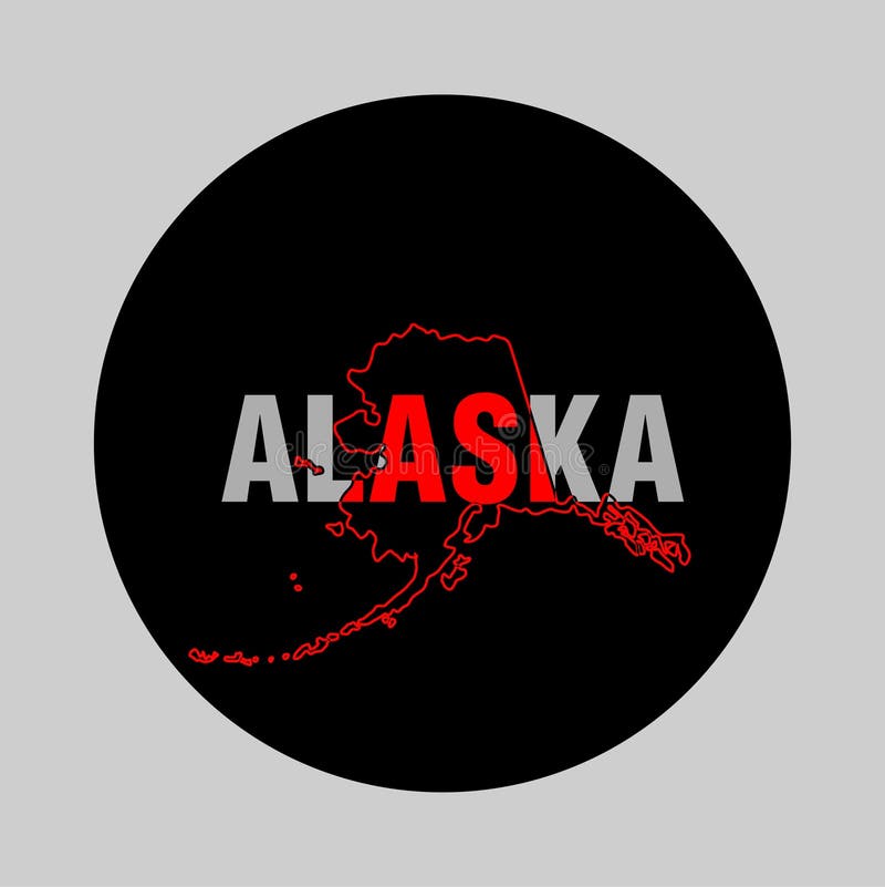 Alaska Map Typography with Black Round Stock Vector - Illustration of ...