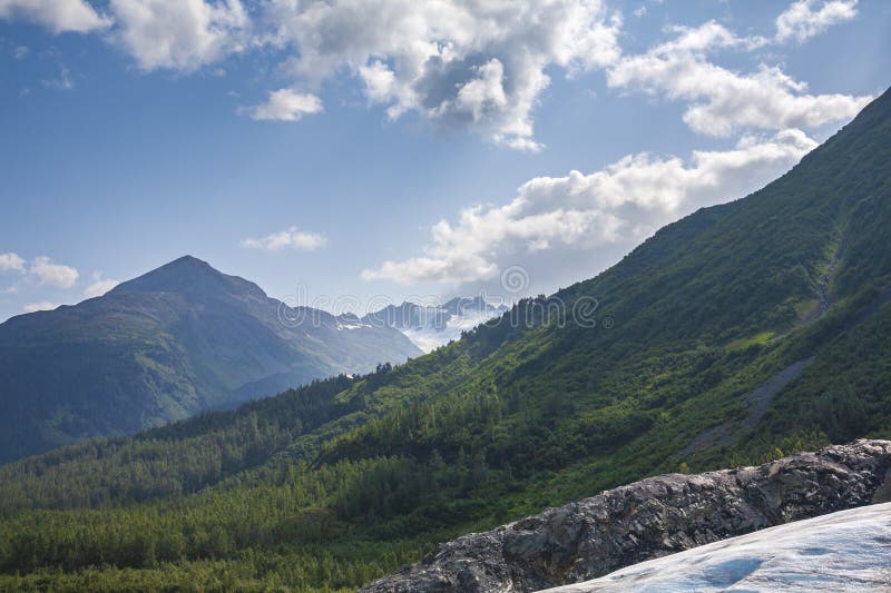 Alaska Mountains and Valley Viewed from the Exit Glacier Near Seward ...