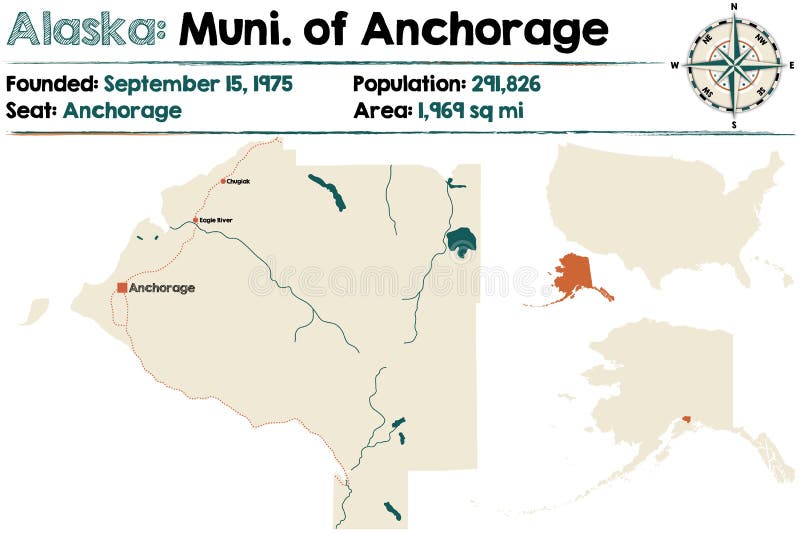 Alaska: Municipality of Anchorage Stock Vector - Illustration of cities ...