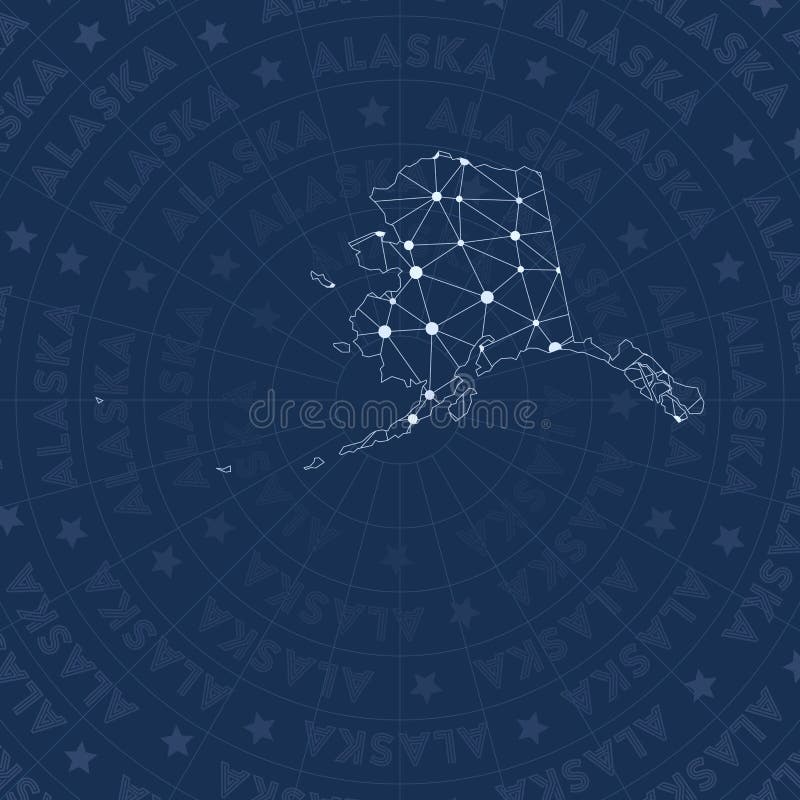 Alaska Network, Constellation Style Us State Map. Stock Vector ...