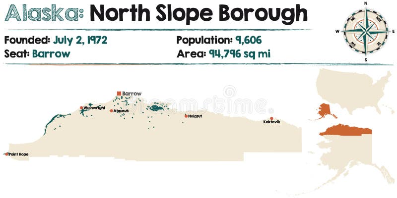 Alaska: North Slope Borough Stock Vector - Illustration of geography ...