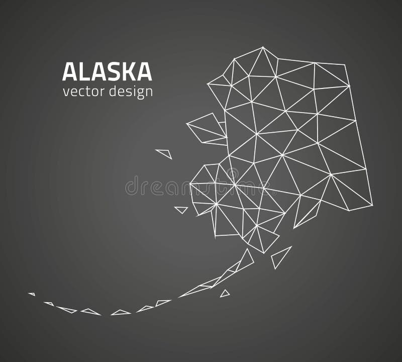 Alaska Contour Black Polygonal Triangle Vector Perspective Map Stock ...