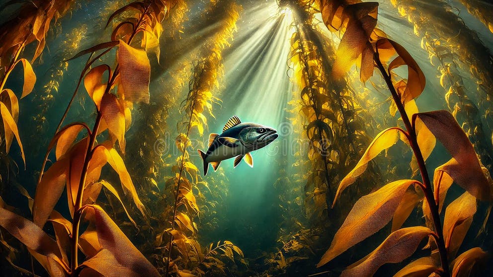 Alaska Pollock Navigating through a Dense Kelp Forest Stock ...